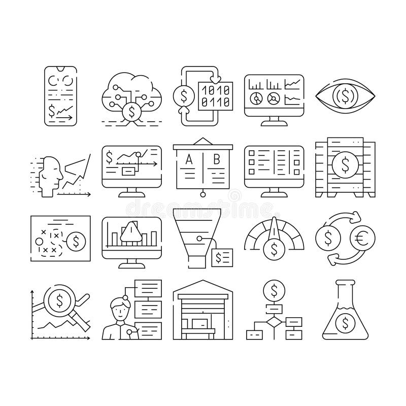 Business Intelligence Technology Icons Set Vector Stock Vector ...