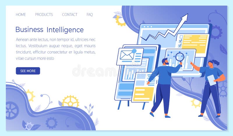 Business Intelligence Website Template. People Work with Technologies ...
