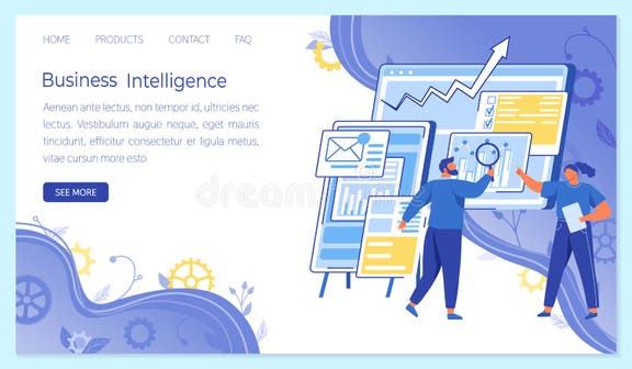 Business Intelligence Website Template. People Work with Technologies for Project Development ...