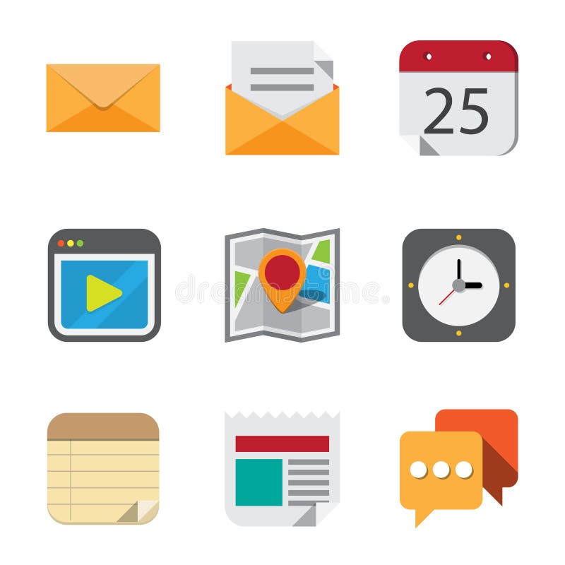 Basic Flat Icon Set for Web and Mobile Application Stock Vector ...