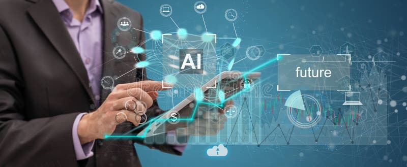 Business Interface Mixed Media Double Exposure Financial Chart Graph ...