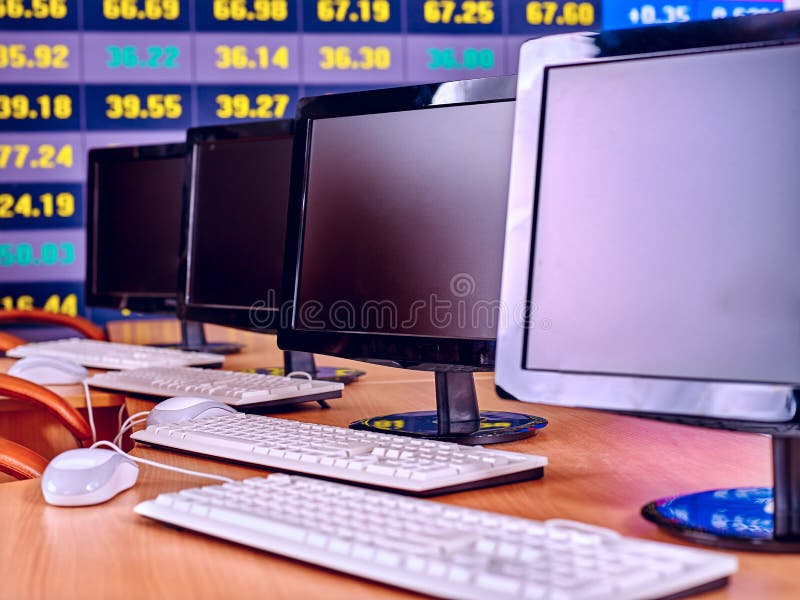 Business Interior with Pc Monitor and Keyboard Stock Image - Image of ...