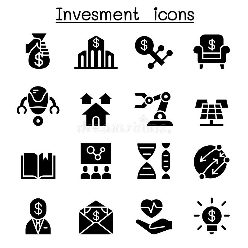 Business Investment Icon Set Stock Vector - Illustration of bank, icon ...