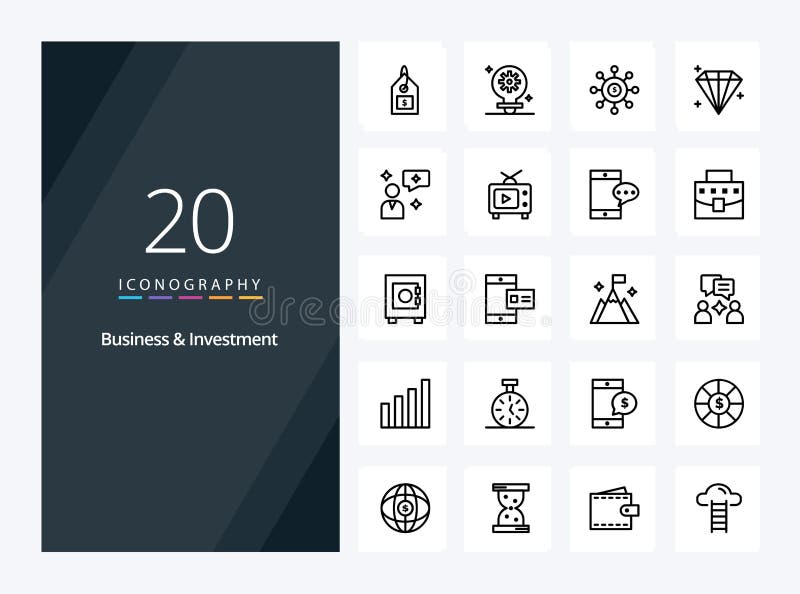 20 Business and Investment Outline Icon for Presentation Stock Vector ...