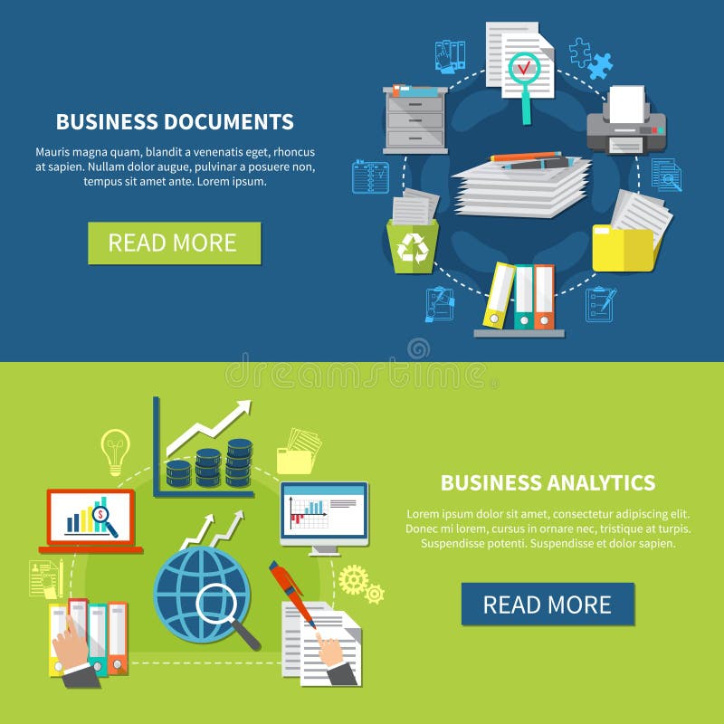 Business Items Banner Set stock vector. Illustration of analytics ...