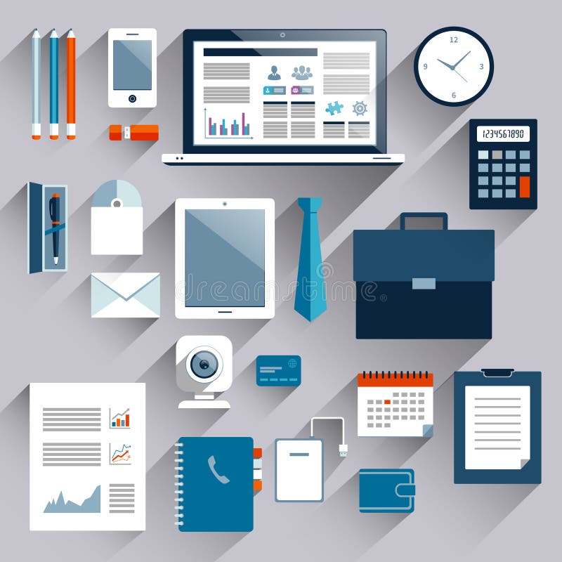 Business items set stock vector. Illustration of paper - 46668583