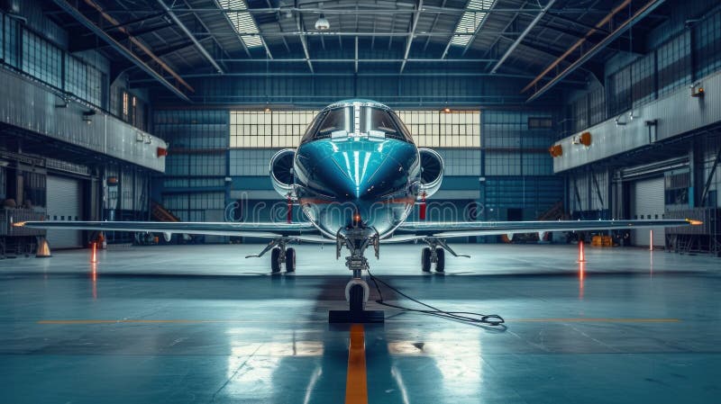 Business Jet Airplane is in Airport Hangar Stock Image - Image of maintenance, flying: 322723309
