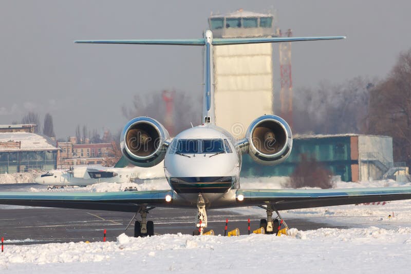 Business Jet in the Airport Stock Image - Image of commercial, private ...