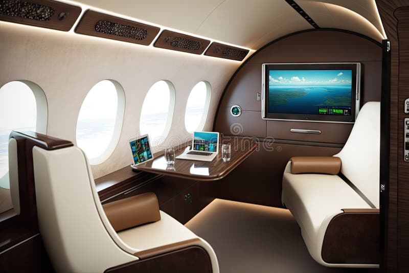 Business Jet Cabin, with Luxurious Seating and State-of-the-art ...