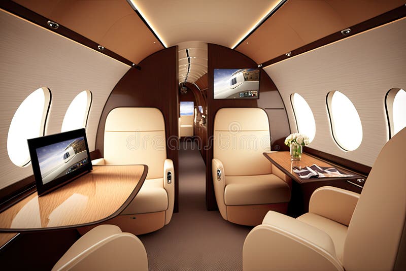 Business Jet Cabin, with Sleek Finishes and High-tech Amenities, for ...