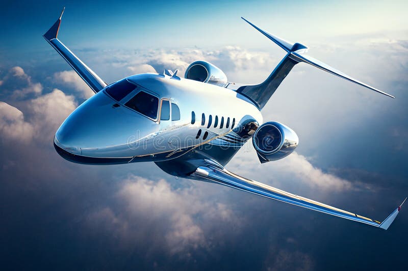 A Business Jet in Flight Over the Clouds Stock Illustration ...