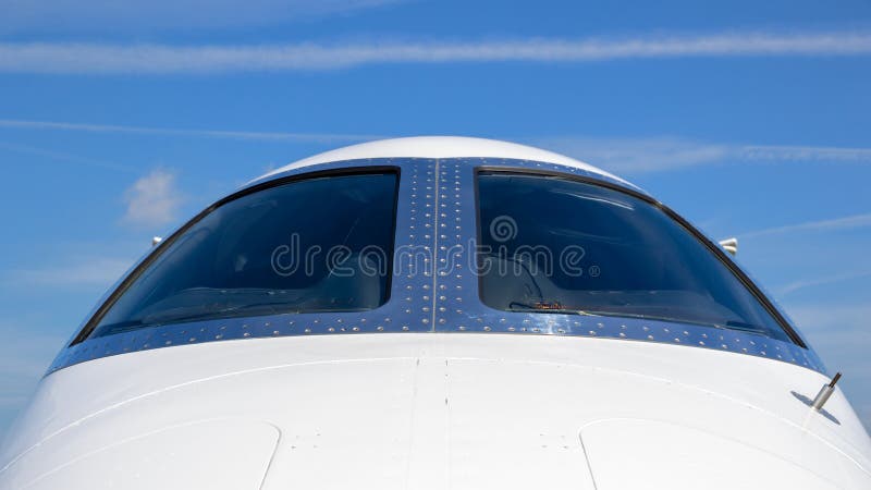 Business Jet front view stock image. Image of luxury - 116361497