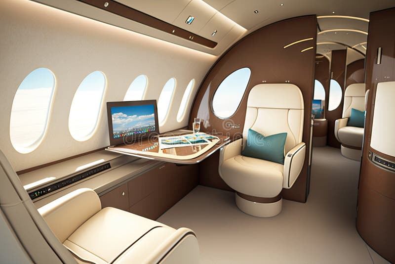 Business Jet Interior, with Sleek and Modern Design, Featuring Plush ...