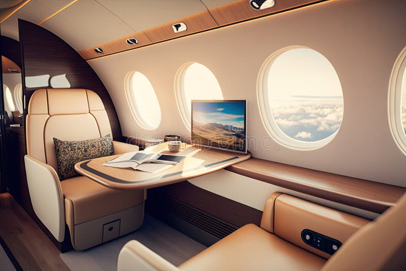 Business Jet Interior, with Sleek and Modern Design, Featuring Plush ...