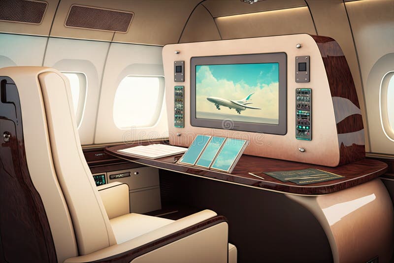 Business Jet with Luxurious Leather Seats and High-tech Entertainment ...
