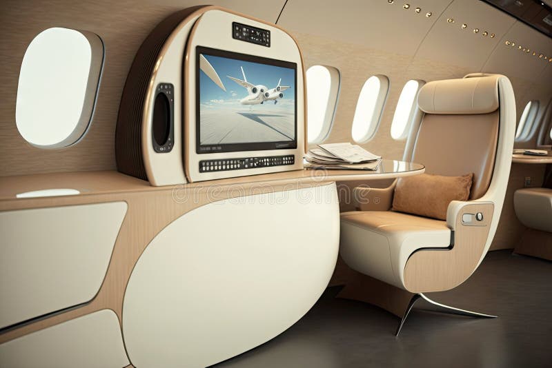 Business Jet with Luxurious Leather Seats and High-tech Entertainment ...