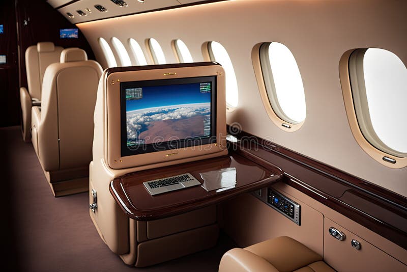Business Jet with Plush Leather Seating and Touch-screen Entertainment ...