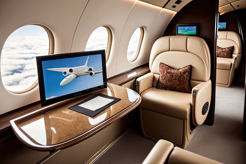 Business Jet with Plush Leather Seating and Touch-screen Entertainment ...