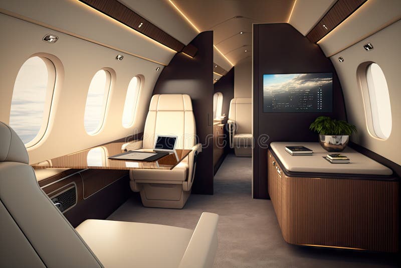 Business Jet, with Plush Seating and Modern Entertainment Systems ...