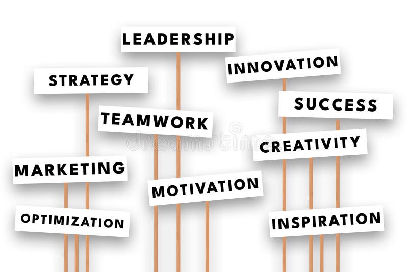 Business Keywords Signpost on White Background. Business Concept Stock ...