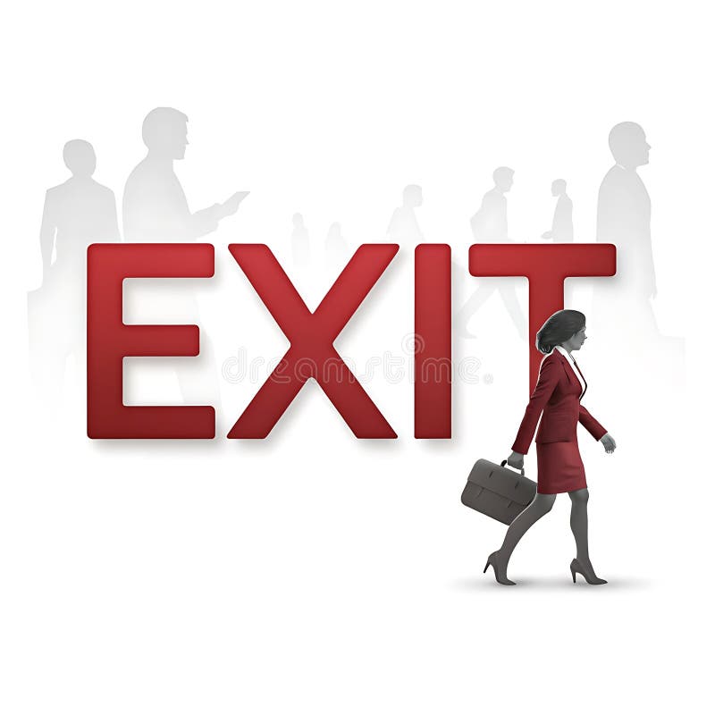 Cartoon Business Lady Cartoon Walking from Emergency Exit with Motion ...
