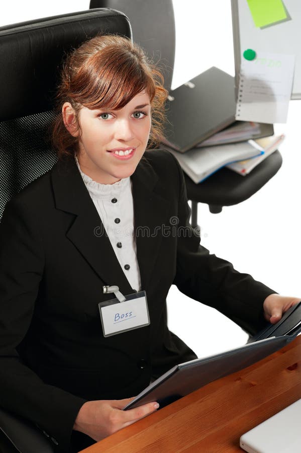 Business lady at a desk stock image. Image of haired - 17857697