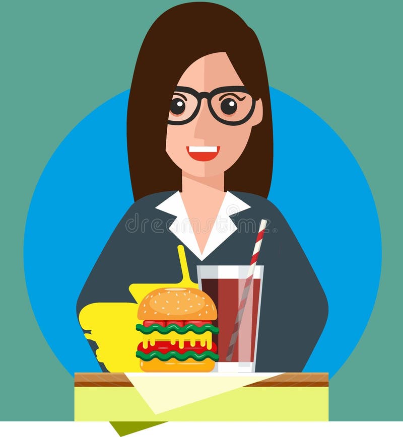 Business lady having lunch stock vector. Illustration of beauty - 312893321