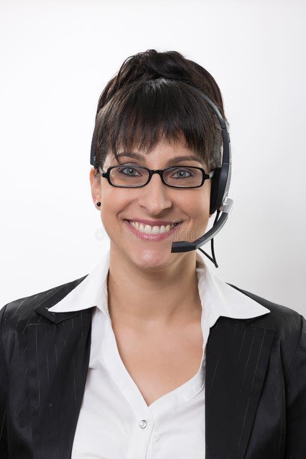 Business Lady with a Headset Stock Image - Image of busy, business ...