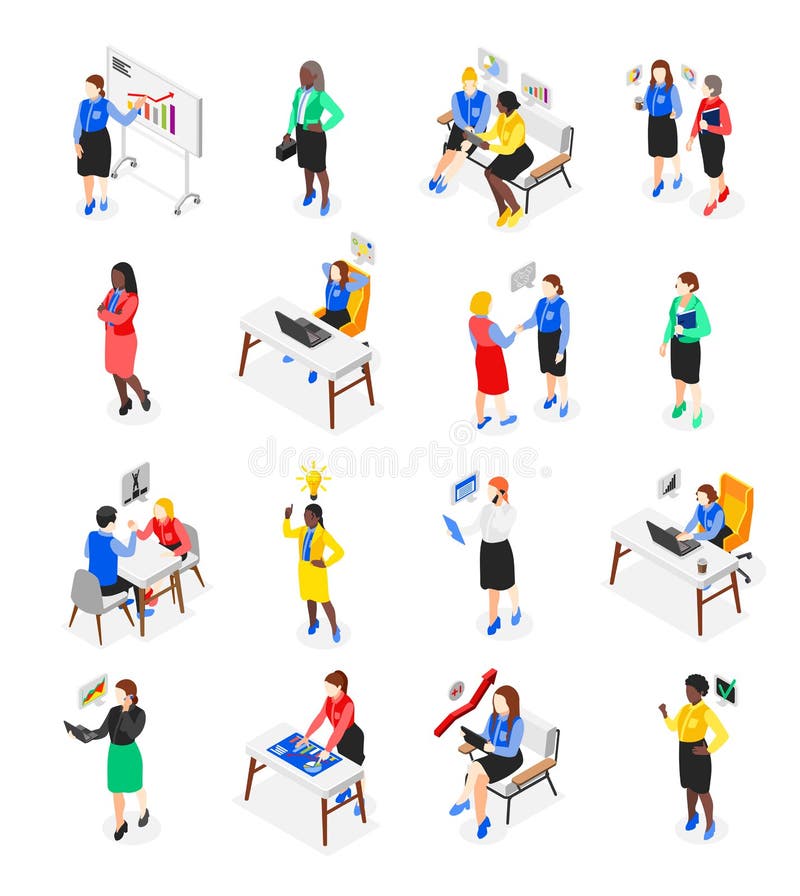 Business Lady Icon Set stock vector. Illustration of success - 237594729