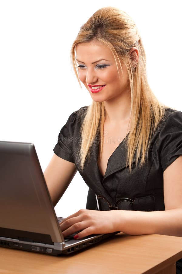 Business lady with laptop stock image. Image of beautiful - 14431043