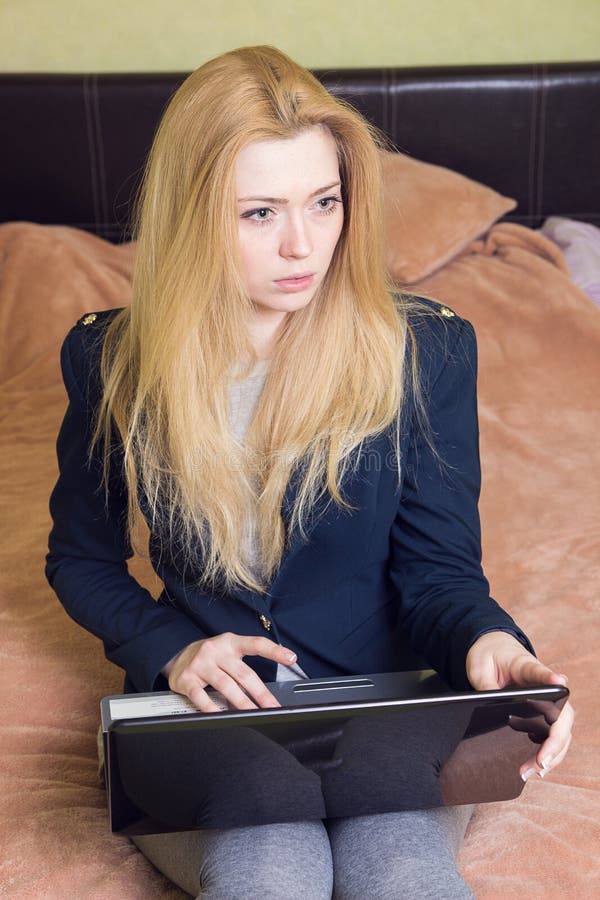 Business Lady with a Laptop Stock Image - Image of business, cute: 37058425