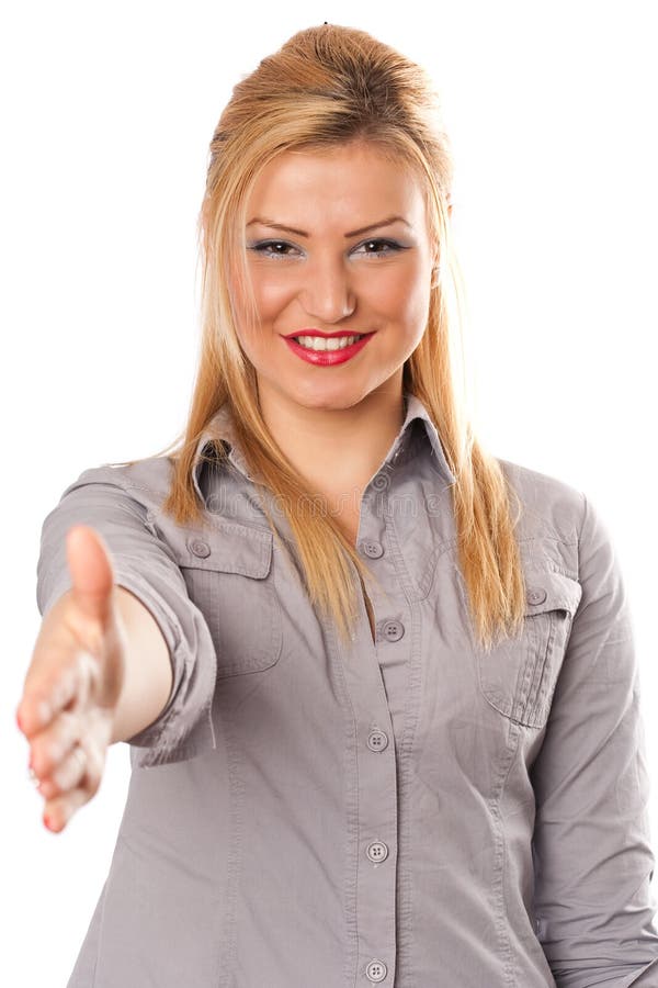 Business Lady Offering Handshake Stock Photo - Image of front ...