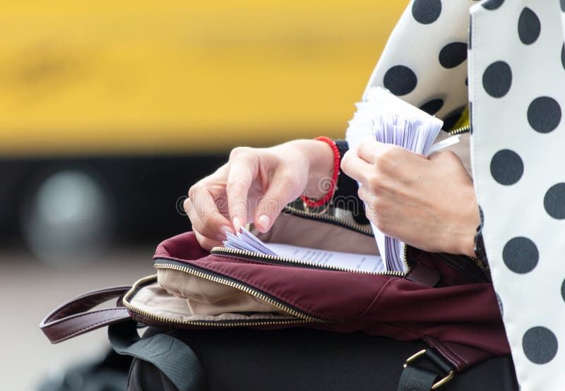 Business Lady with Paper Documents in Her Hands. Close-up Stock Image ...