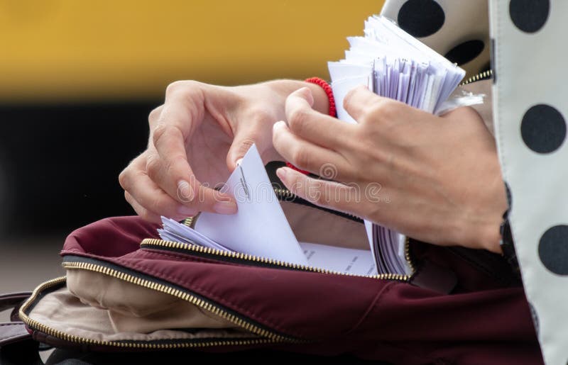 Business Lady with Paper Documents in Her Hands. Close-up Stock Image ...