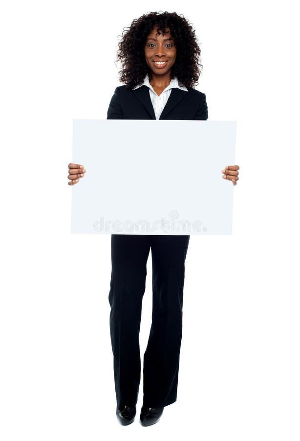 Business Lady Promoting Big Blank Banner Ad Stock Photo - Image of full ...
