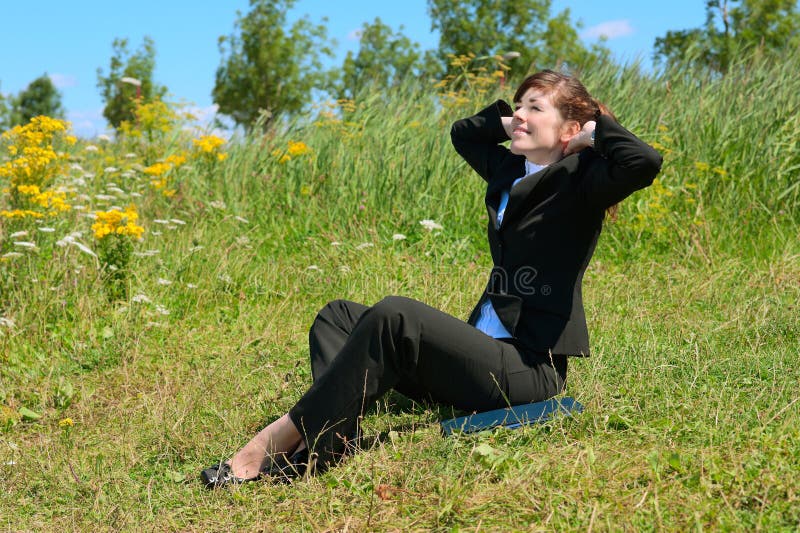 Business Lady Resting Outdoor Stock Image - Image of relax, haired ...