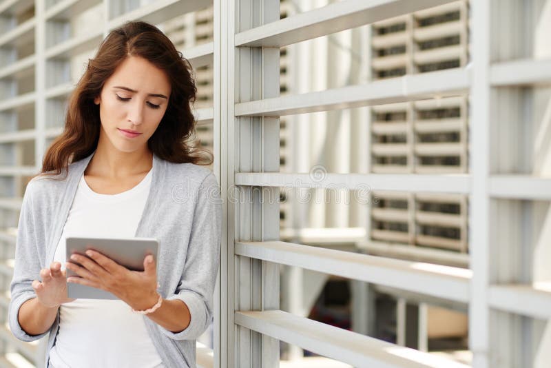 Business lady with tablet stock photo. Image of young - 71555550