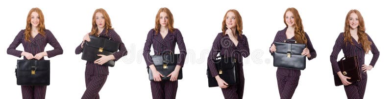 The Business Lady in Various Poses Isolated on White Stock Photo ...