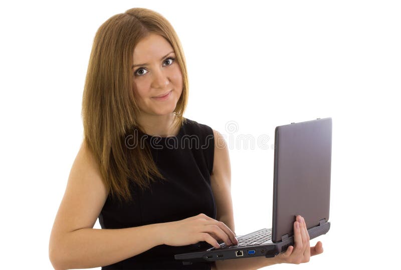 Business Lady Working at a Laptop Stock Photo - Image of looks, isolate ...