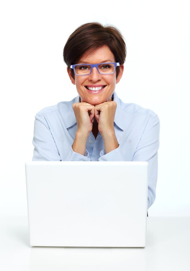 Business Lady Working with Laptop. Stock Image - Image of modern ...