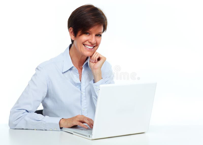 Business Lady Working with Laptop. Stock Image - Image of person ...