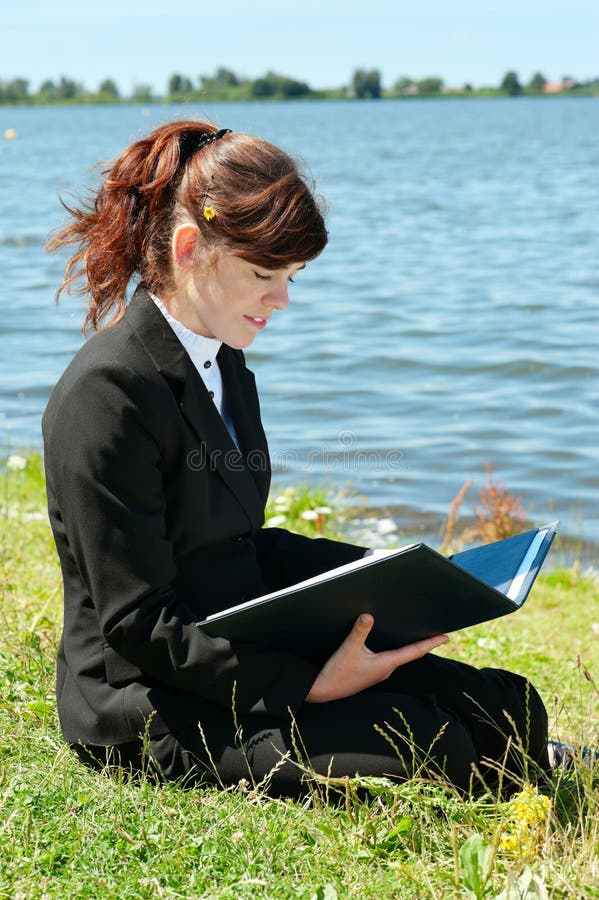 Business Lady Working Outdoor Stock Photo - Image of park, business ...