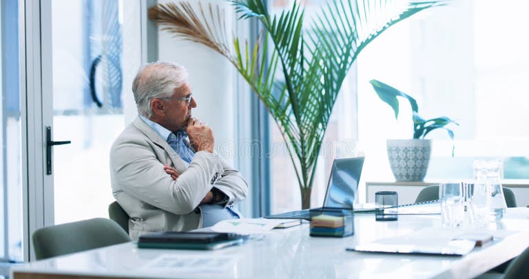 Business, Laptop and Problem Solving with Mature Man in Office for ...