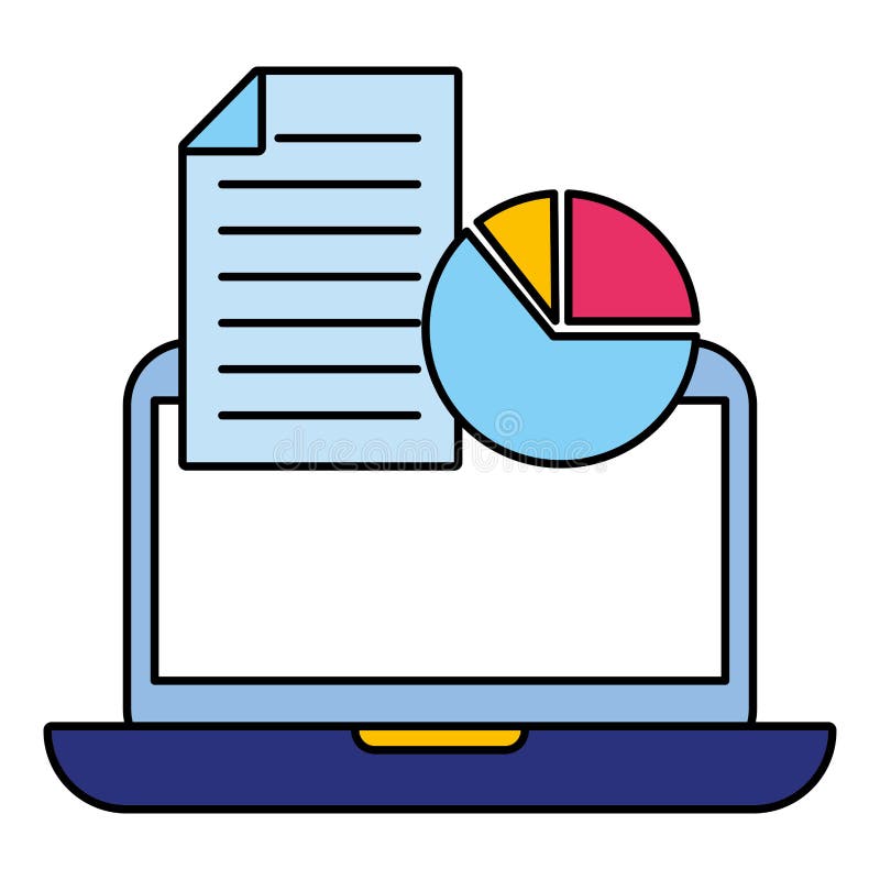 Business Laptop Report Chart Document Stock Illustration - Illustration ...