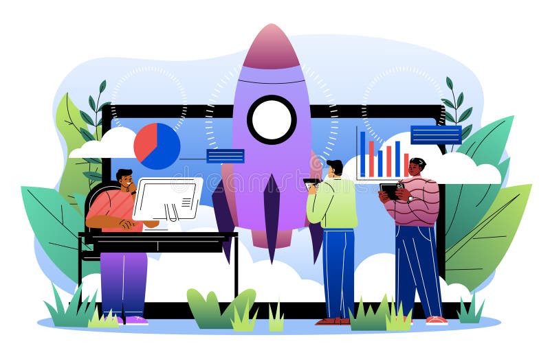 Business Launch with Analytics Concept. Vector Illustration Stock ...