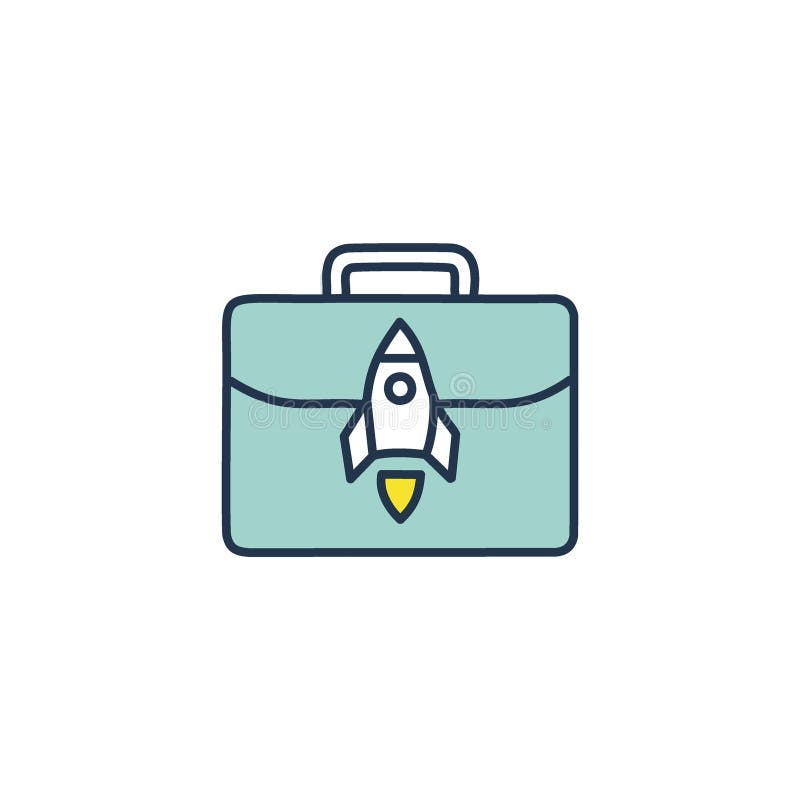 Business Launch Icon with Rocket. Illustration of a Briefcase with a ...