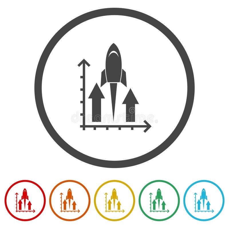 Business Launch, Start Up, Success Logo Ring Icon Set Stock Vector ...