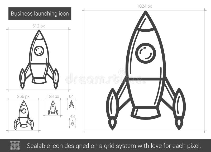 Business Launching Line Icon. Stock Vector - Illustration of spaceship ...