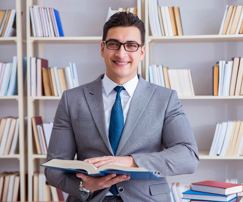 Business Law Student Working Studying in the Library Stock Image ...