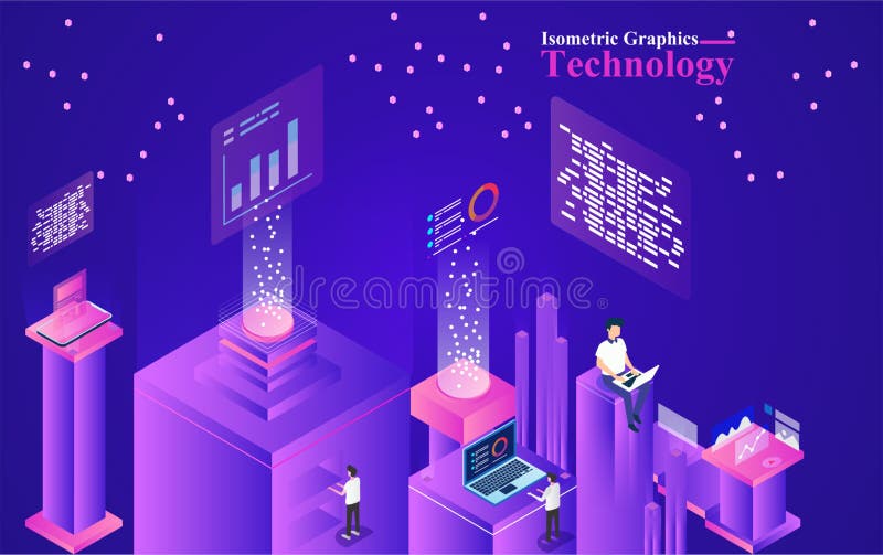 Business Layout Isometric Graphics Advance Technology Vector Graphics ...